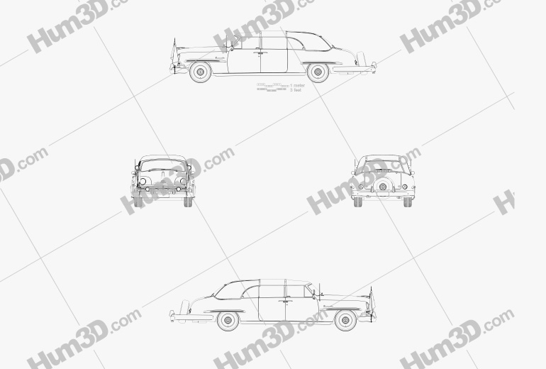 Lincoln Cosmopolitan Presidential 리무진 1950 도면 - 3DModels.org