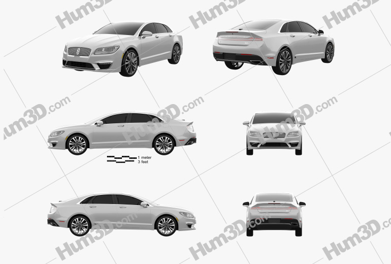 Lincoln MKZ Reserve 2020 Blueprint Template - 3DModels.org