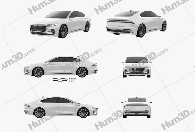 Lincoln Zephyr Reflection Concept 2021 Blueprint Template - 3DModels.org