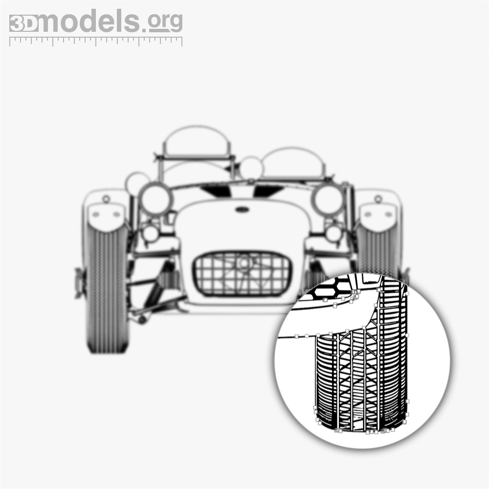 Lotus Seven 1957 Vector Blueprint - 3DModels.org