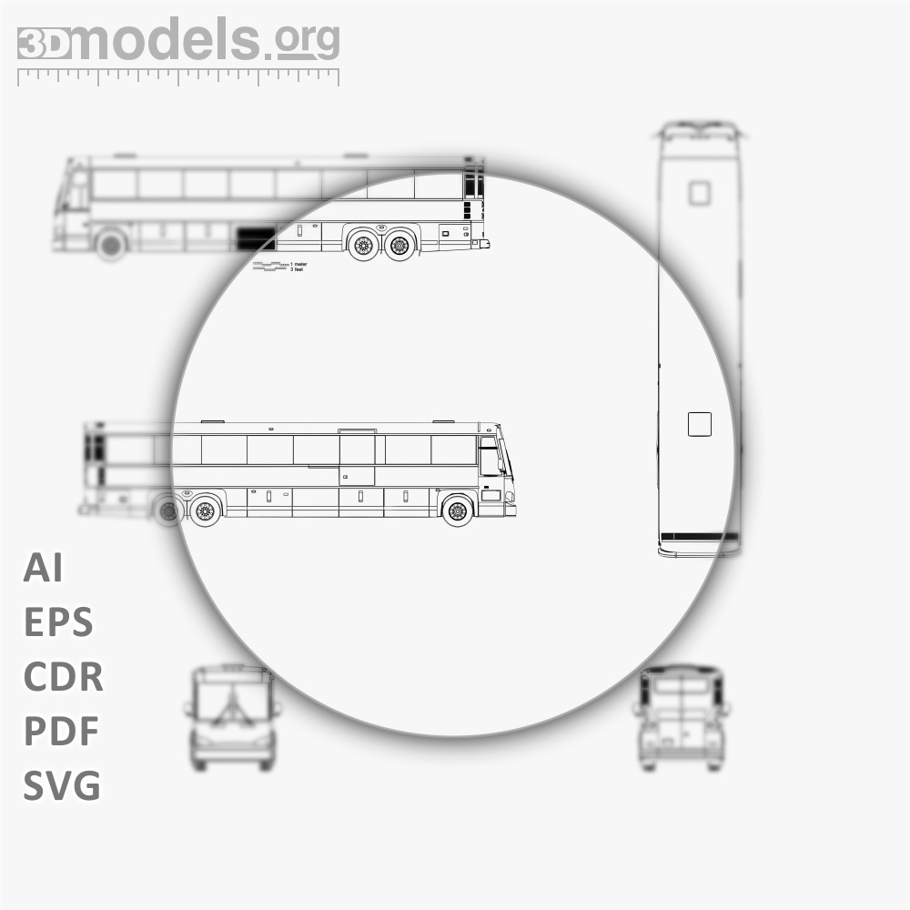 MCI D4500 CT Transit Bus 2008 Vector Blueprint - 3DModels.org