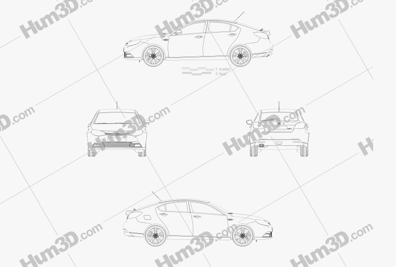 MG6 GT 2015 Blueprint - 3DModels.org