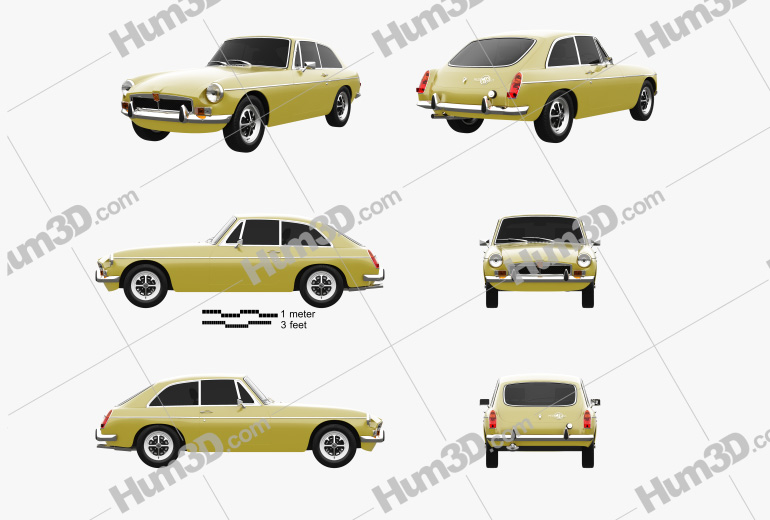 MG MGB GT V8 1973 Blueprint Template - 3DModels.org