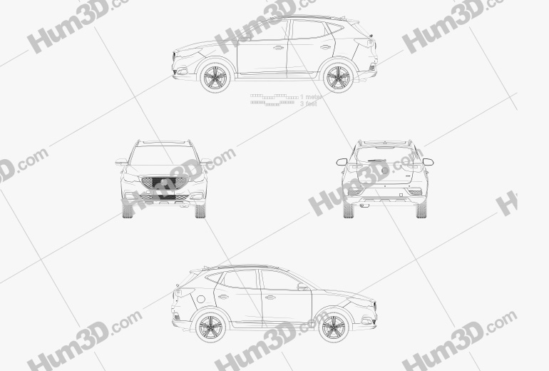MG ZS 2018 Blueprint - 3DModels.org