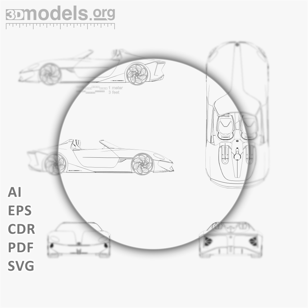 MG Cyberster 2024 Vector Blueprint - 3DModels.org