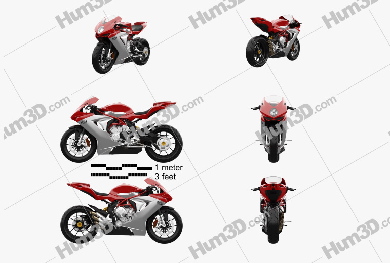 MV Agusta F3 800 2014 Blueprint Template - 3DModels.org