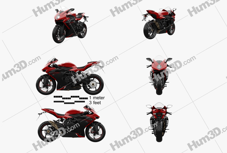 MV Agusta F3 RR 2022 Blueprint Template - 3DModels.org