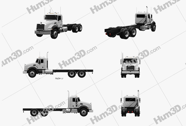 Mack Granite Chassis Truck 2002 Blueprint Template - 3DModels.org