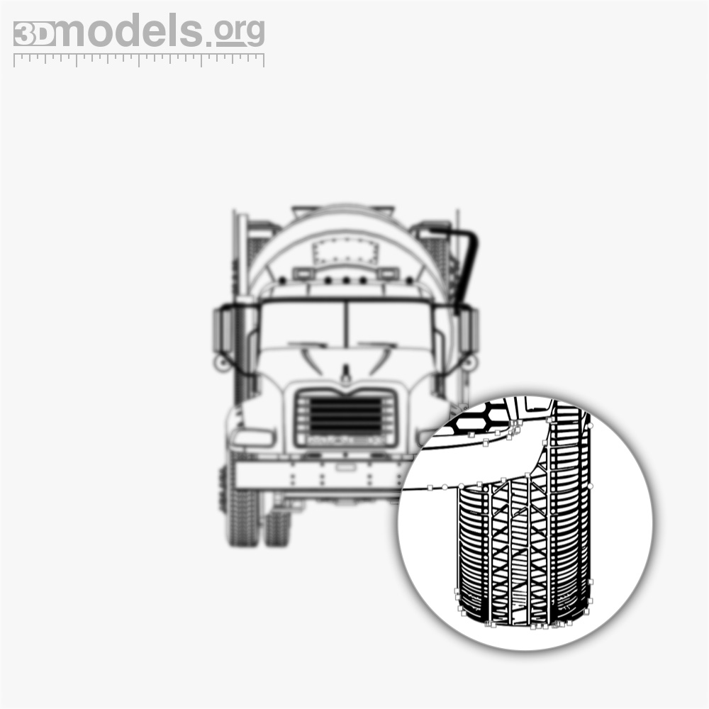 Mack Granite Mixer Truck 2014 Vector Blueprint - 3DModels.org