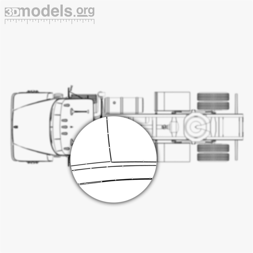 Mack Pinnacle Tractor Truck 2010 Vector Blueprint - 3DModels.org