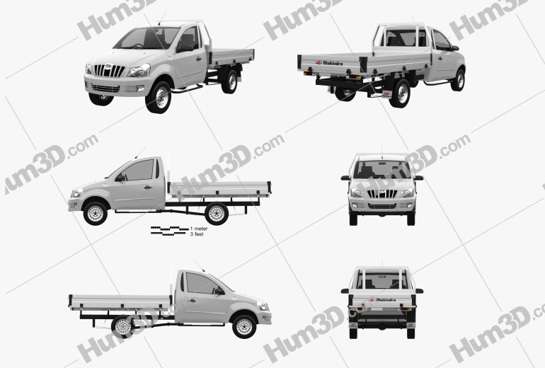 Mahindra Genio Single Cab Pickup 2014 Blueprint Template - 3DModels.org