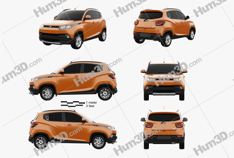Mahindra KUV 100 2018 Blueprint Template - 3DModels.org
