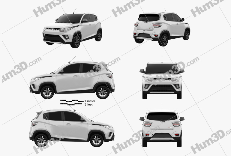 Mahindra KUV 100 2021 Blueprint Template - 3DModels.org