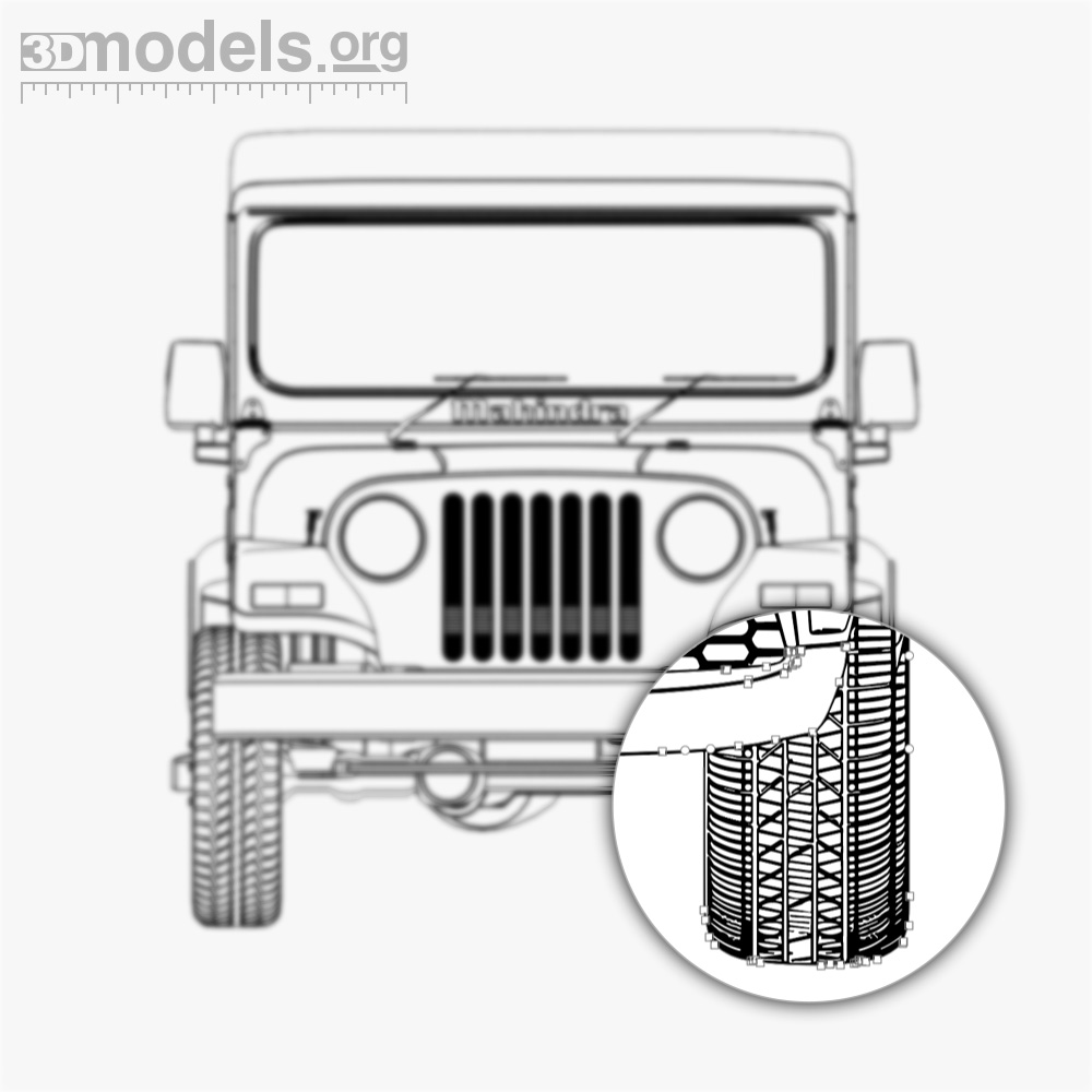 Mahindra Thar 2021 Vector Blueprint - 3DModels.org