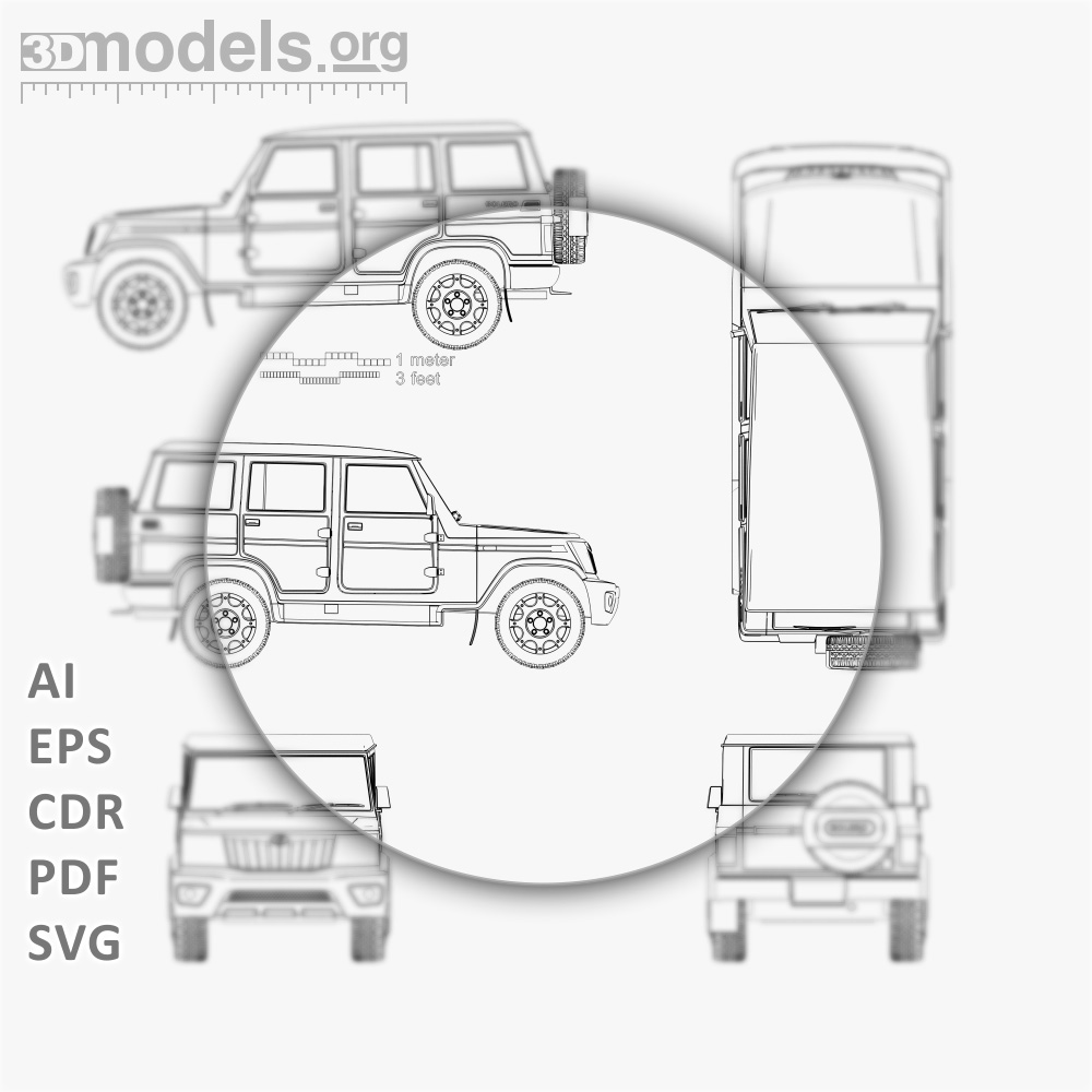 Mahindra Bolero 2023 Vector Blueprint - 3DModels.org