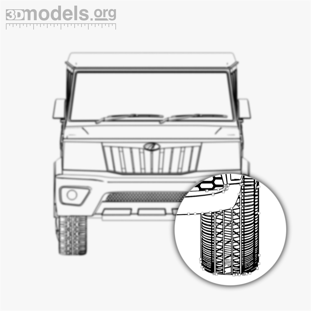 Mahindra Bolero 2023 Vector Blueprint - 3DModels.org
