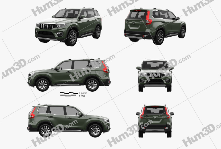 Mahindra Scorpio-N 2022 Blueprint Template - 3DModels.org