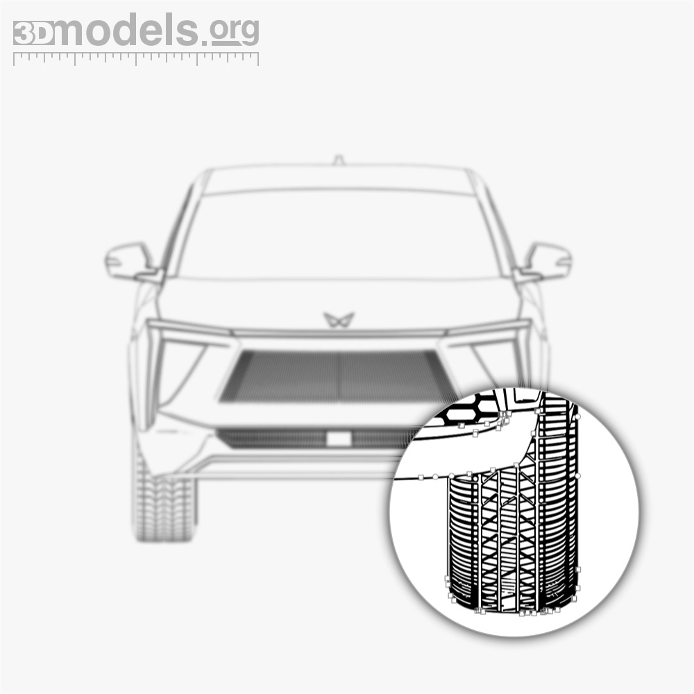 Mahindra XUV E9 2025 Vector Blueprint - 3DModels.org
