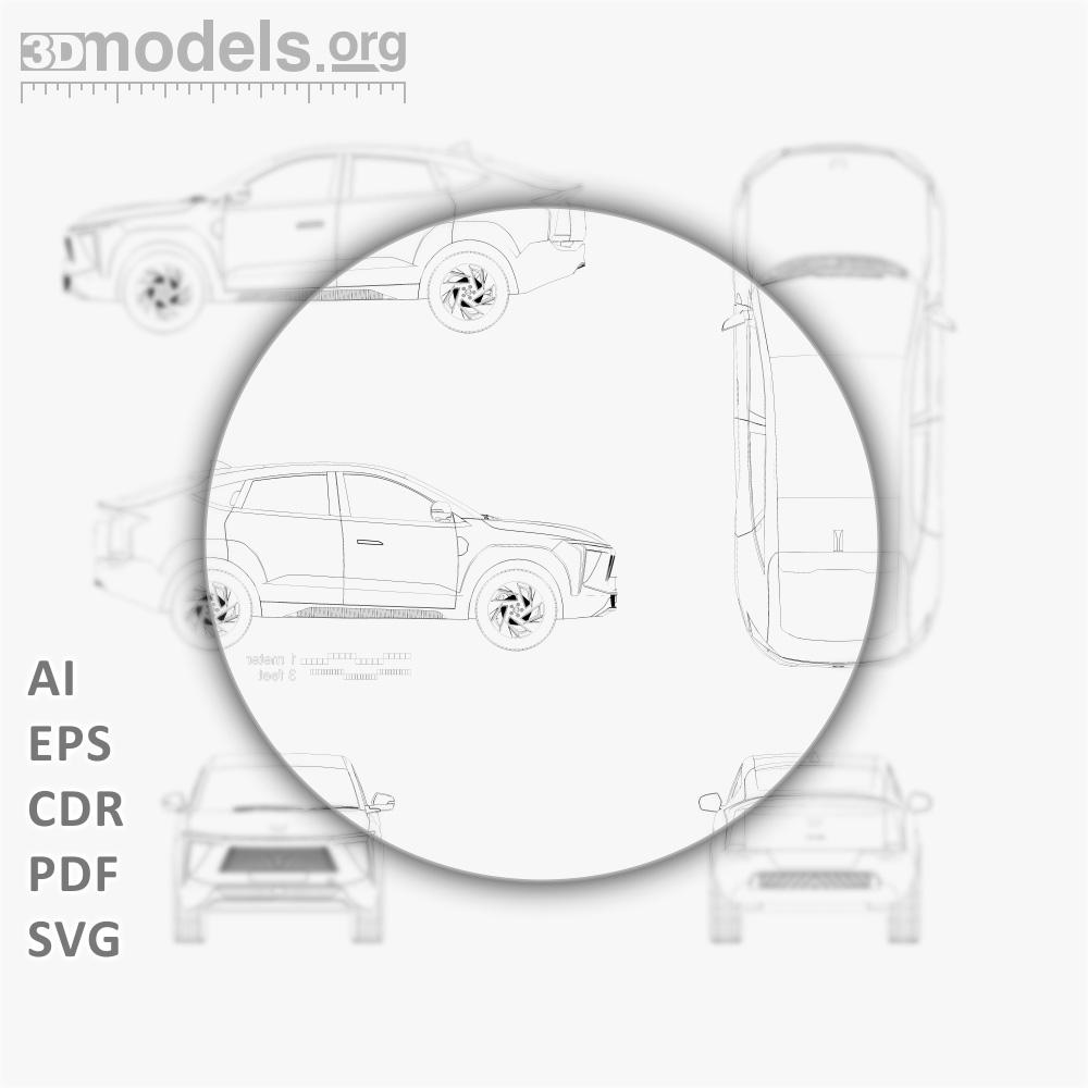 Mahindra XEV 9E 2025 Vector Blueprint - 3DModels.org