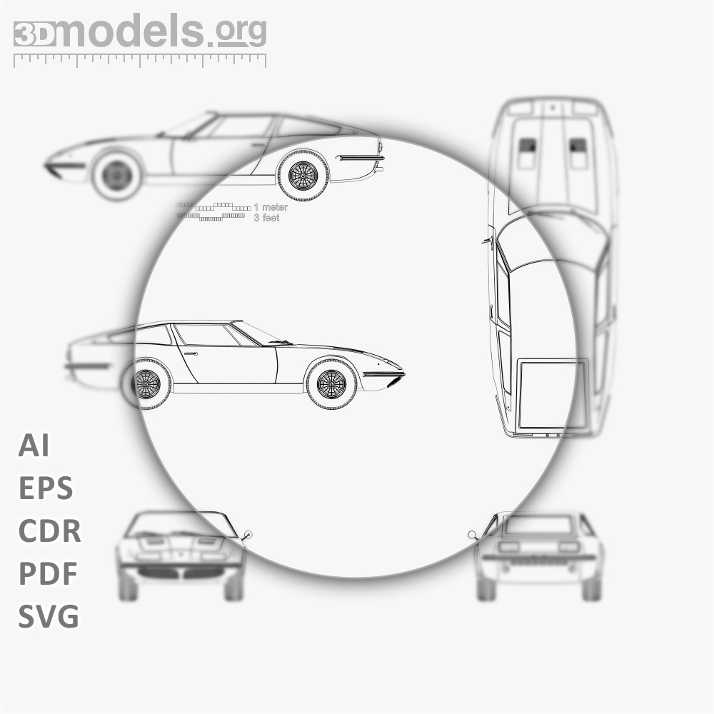Maserati Indy 1969 Vector Blueprint - 3DModels.org