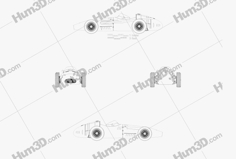 Maserati 250F 1954 Blueprint - 3DModels.org