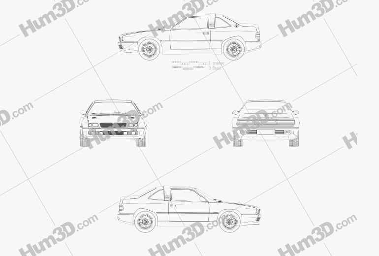 Maserati Shamal 1996 Blueprint - 3DModels.org
