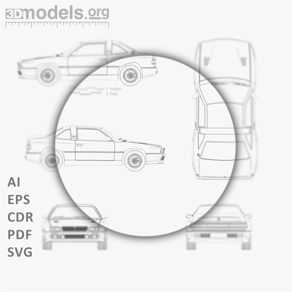 Maserati Shamal 1996 Vector Blueprint - 3DModels.org