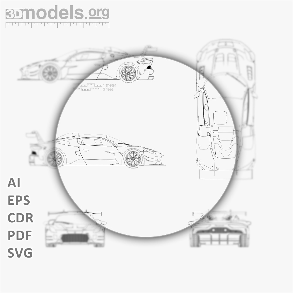 Maserati MC20 GT2 2025 Vector Blueprint - 3DModels.org