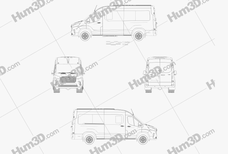 Maxus Deliver 9 L2H2 Passenger Van 2022 Blueprint - 3DModels.org