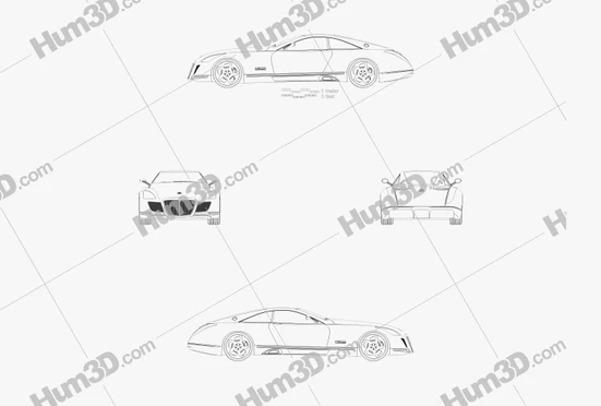 Maybach blueprints Download in PNG - 3DModels.org