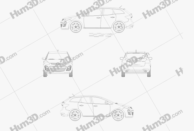 Mazda CX-7 2013 Blueprint - 3DModels.org