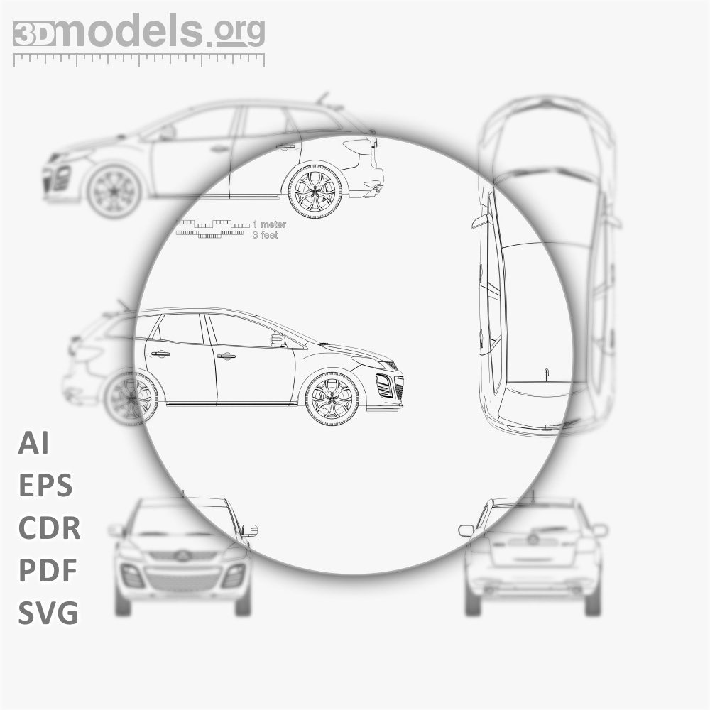 Mazda CX-7 2013 Vector Blueprint - 3DModels.org