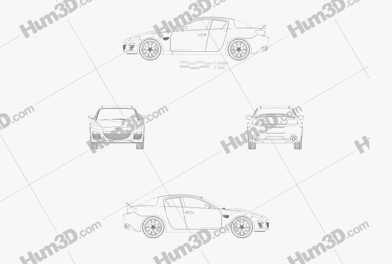 Mazda RX-8 2011 Blueprint - 3DModels.org