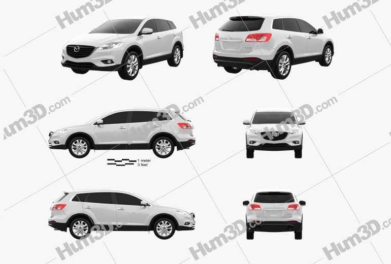 Mazda CX-9 2016 Blueprint Template - 3DModels.org