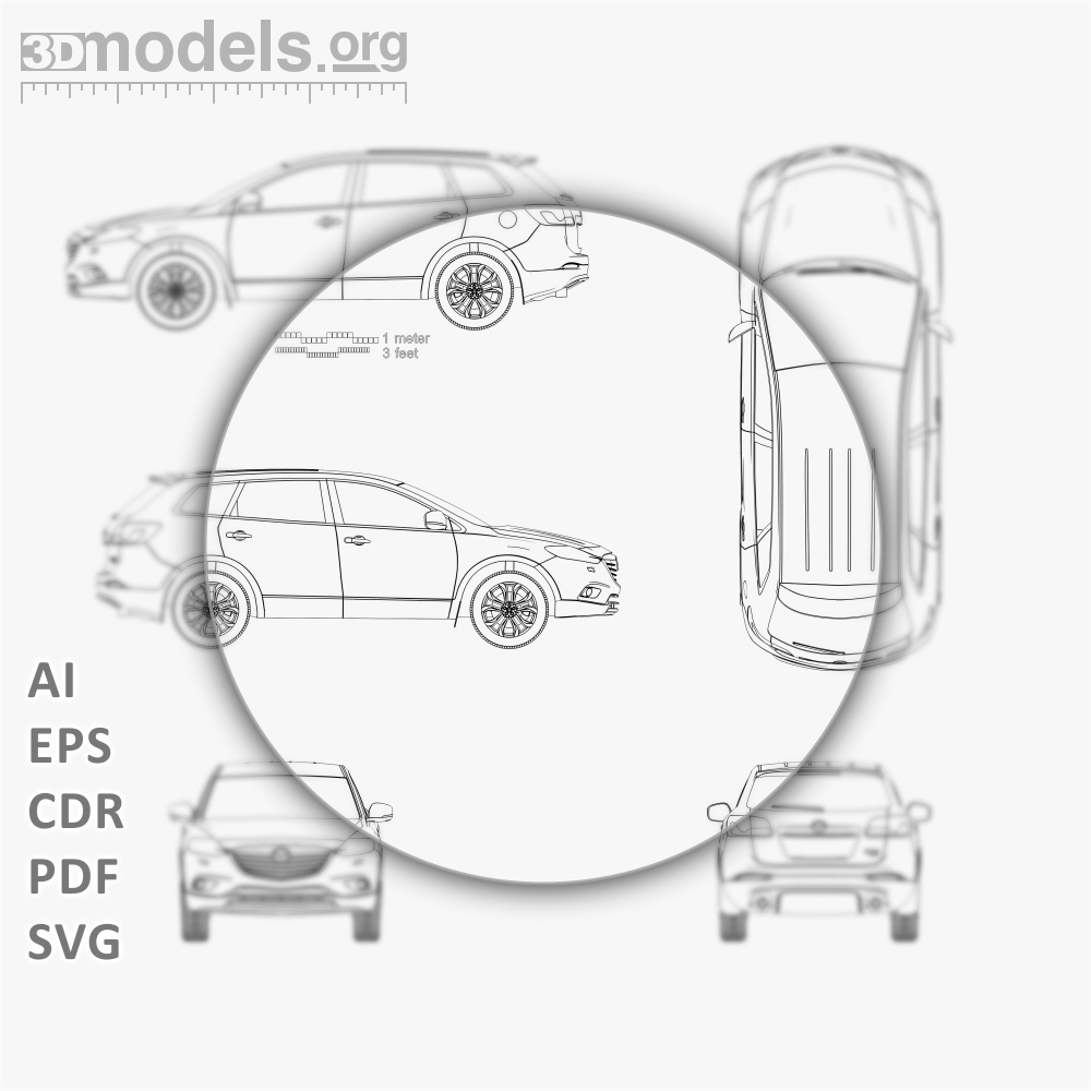 Mazda CX-9 2016 Vector Blueprint - 3DModels.org