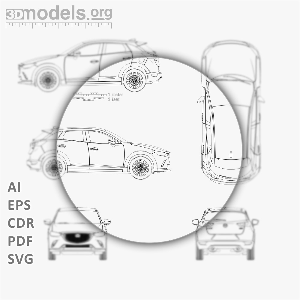 Mazda CX-3 2018 Vector Blueprint - 3DModels.org