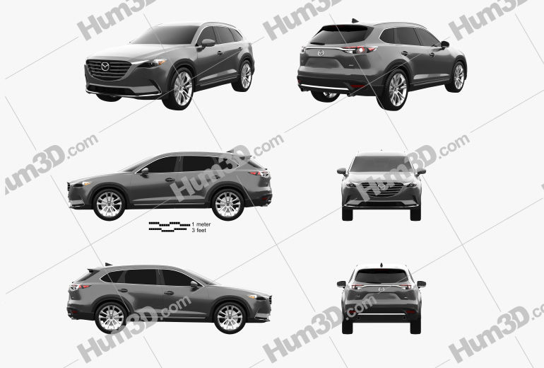 Mazda CX-9 2019 Blueprint Template - 3DModels.org