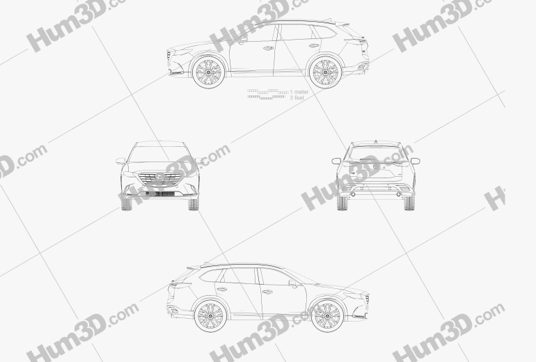 Mazda CX-9 2019 Blueprint - 3DModels.org