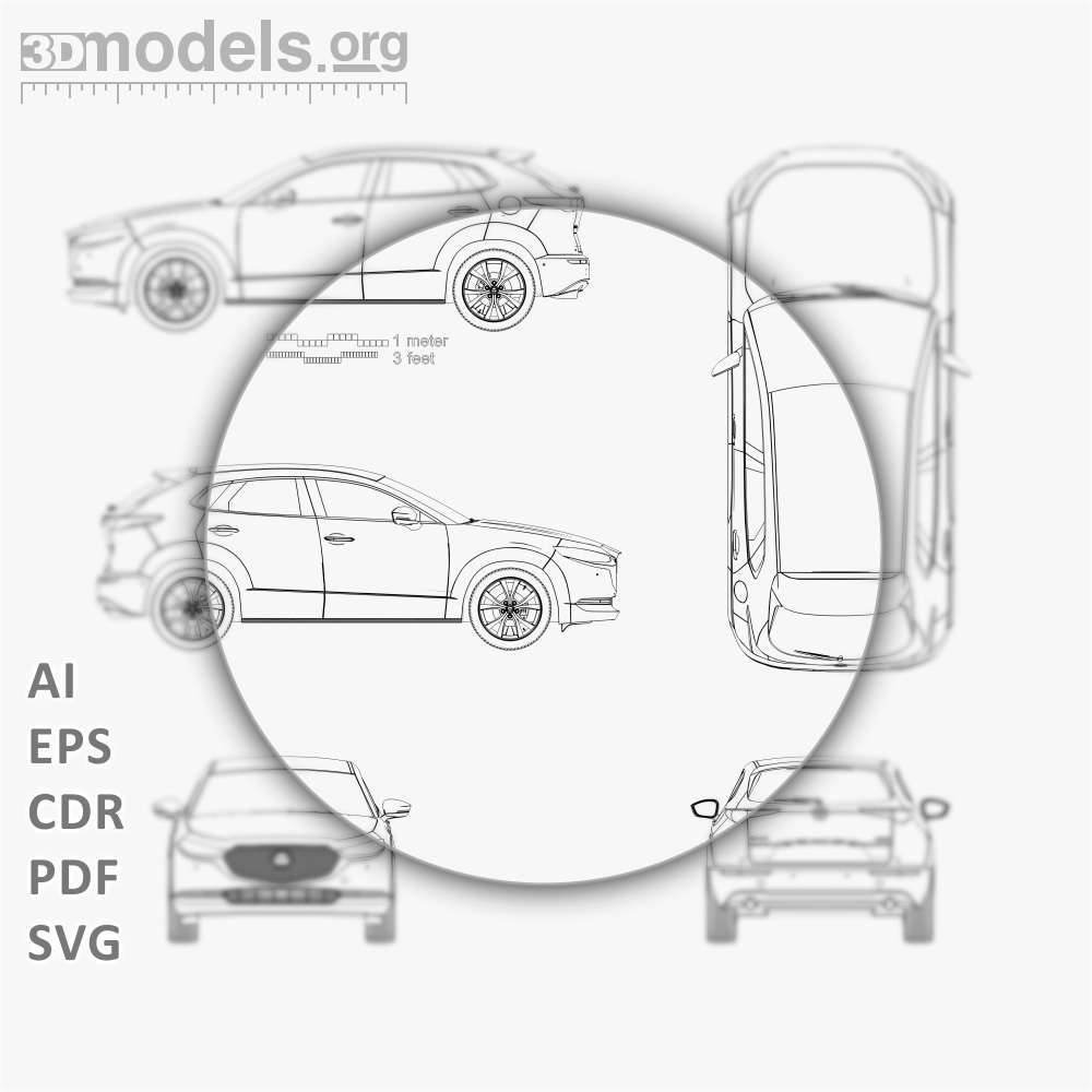 Mazda CX-30 2022 Vector Blueprint - 3DModels.org