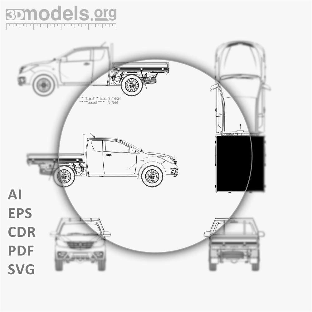Mazda BT-50 Freestyle Cab Alloy Tray 2021 Vector Blueprint - 3DModels.org