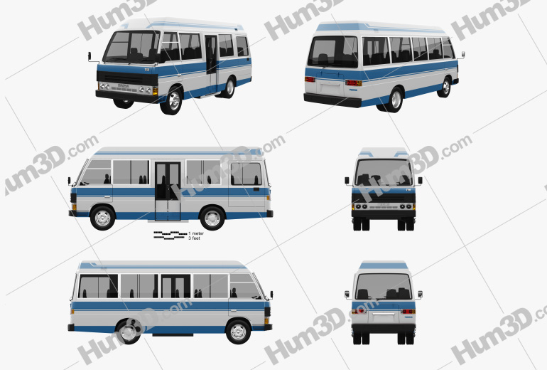 Mazda T3500 Mini bus 1996 Blueprint Template - 3DModels.org
