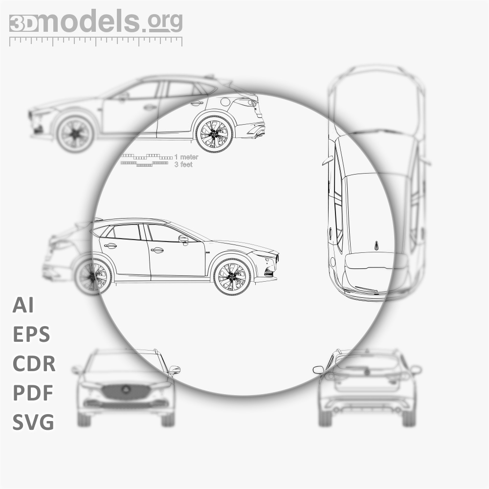 Mazda CX-4 2023 Vector Blueprint - 3DModels.org
