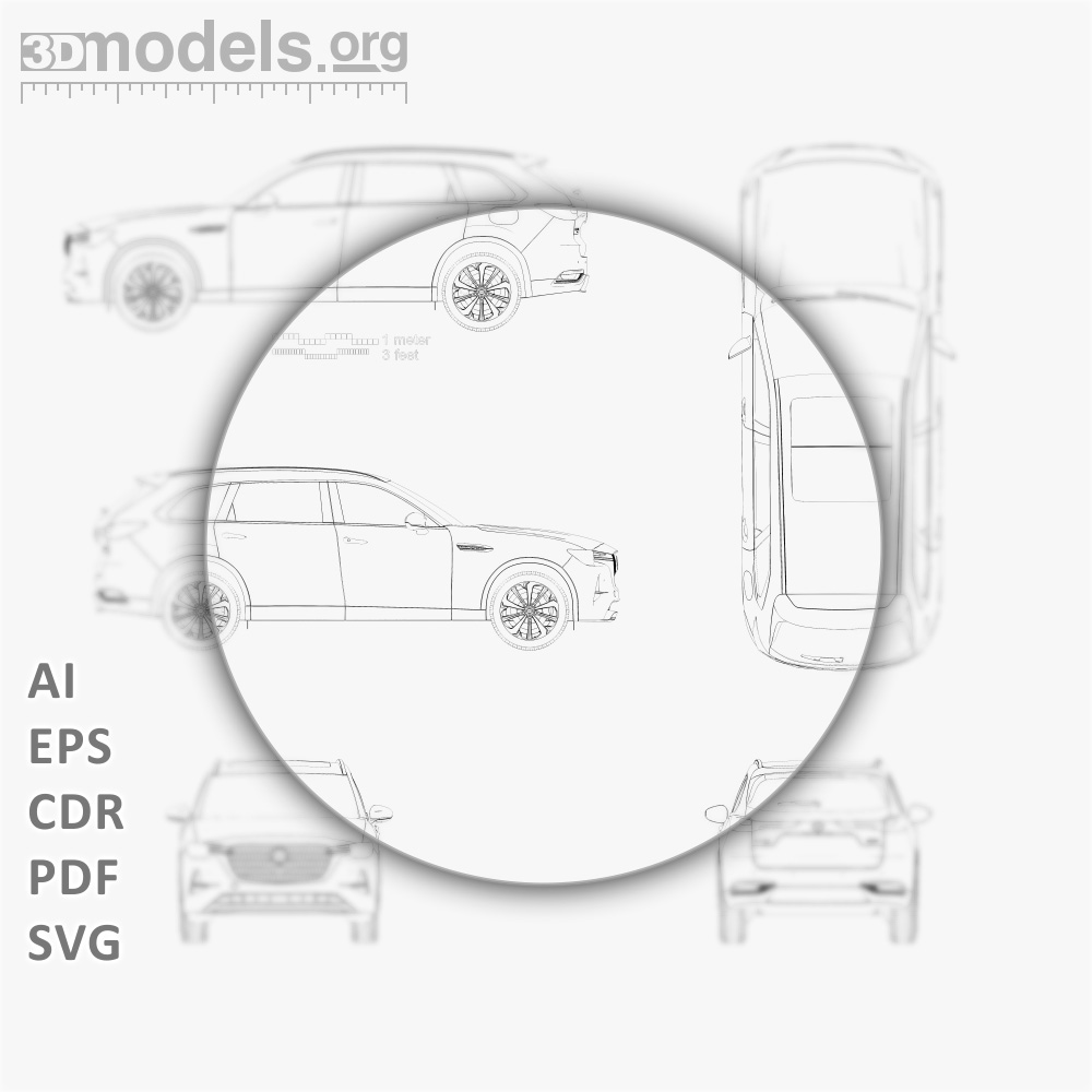 Mazda CX-80 Takumi 2025 Vector Blueprint - 3DModels.org