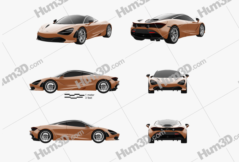 McLaren 720S 2020 Blueprint Template - 3DModels.org