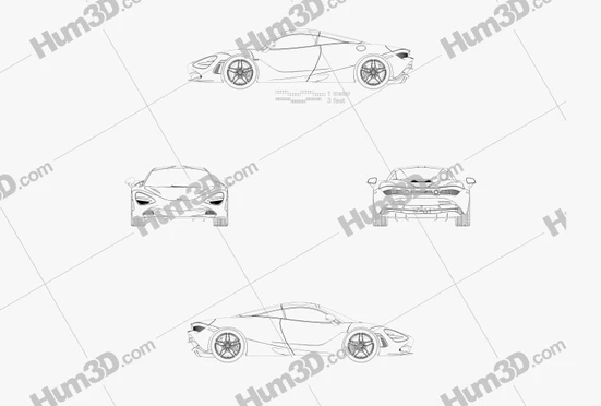 McLaren 720S blueprints Download in PNG - 3DModels.org