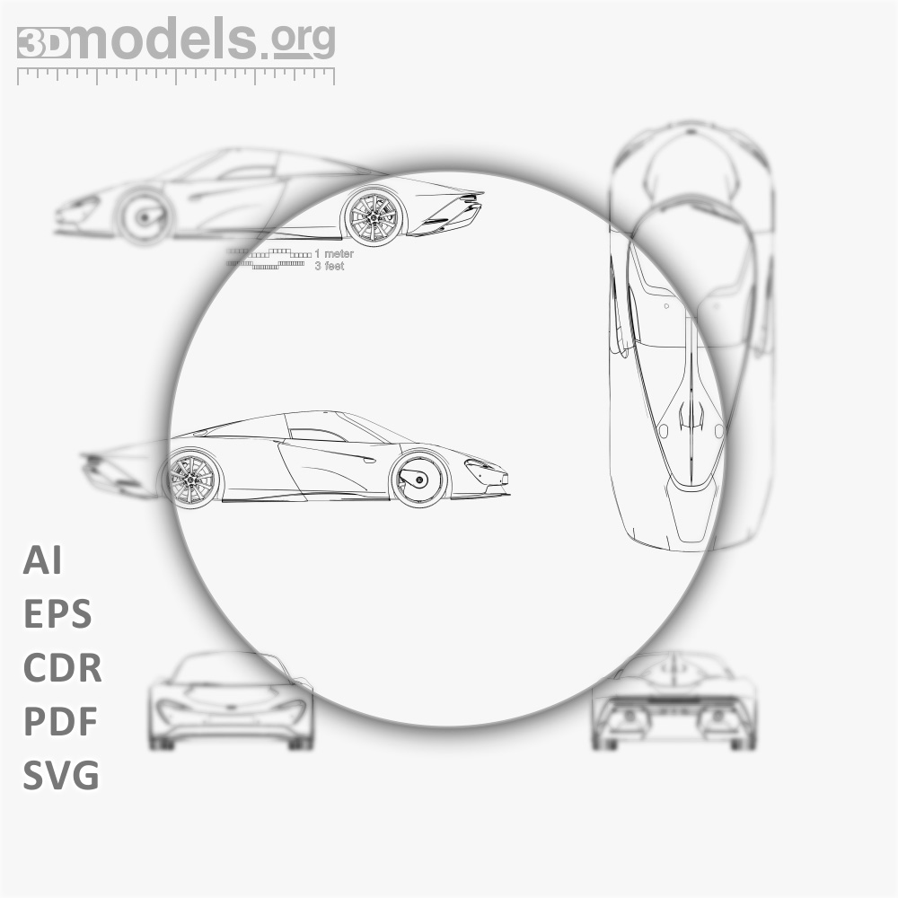 McLaren Speedtail 2021 Vector Blueprint - 3DModels.org