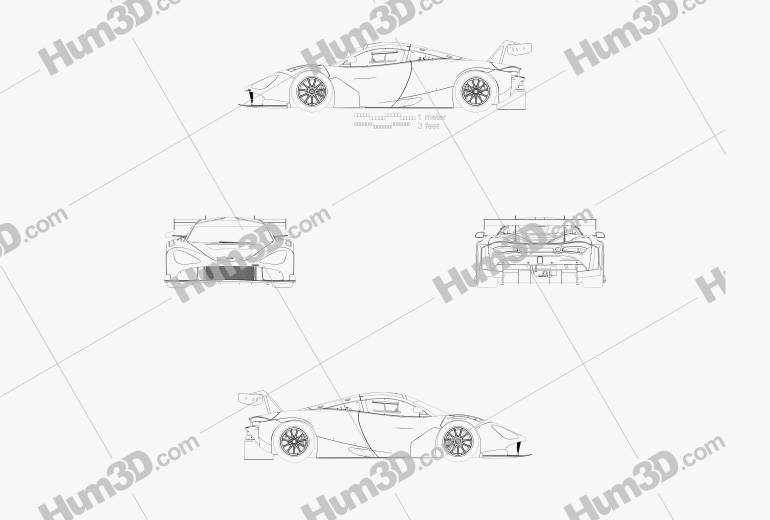 McLaren 720S GT3 2021 Blueprint - 3DModels.org