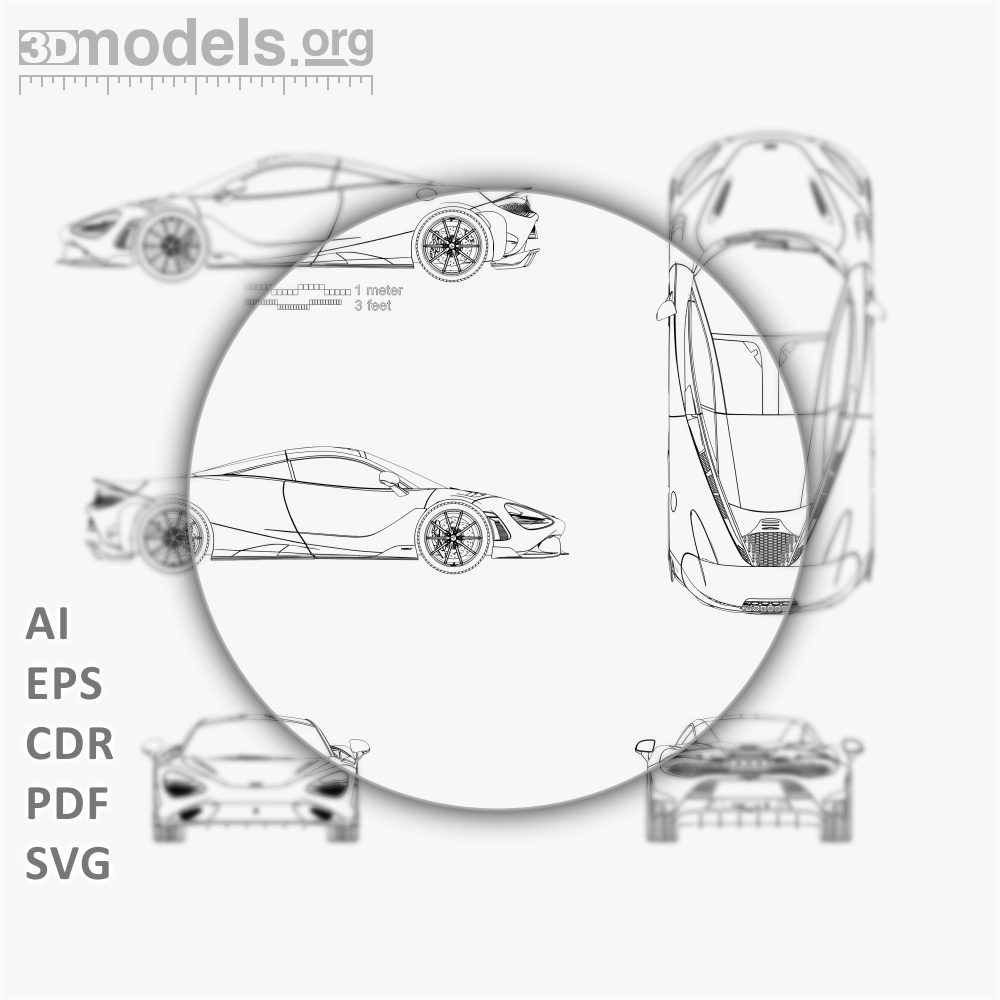 McLaren 765LT 2022 Vector Blueprint - 3DModels.org