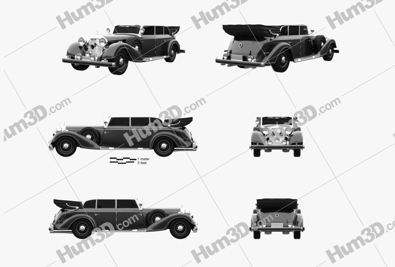 Mercedes-Benz 770K 1936 Blueprint Template - 3DModels.org