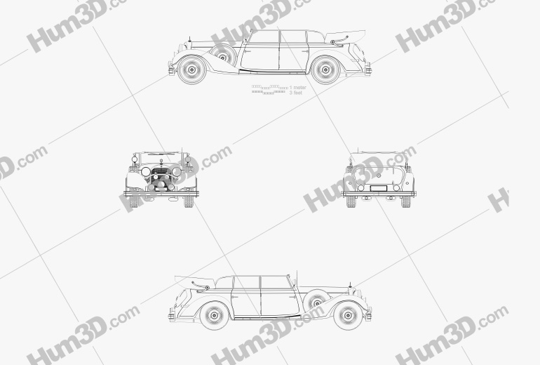 Mercedes-Benz 770K 1936 Blueprint - 3DModels.org